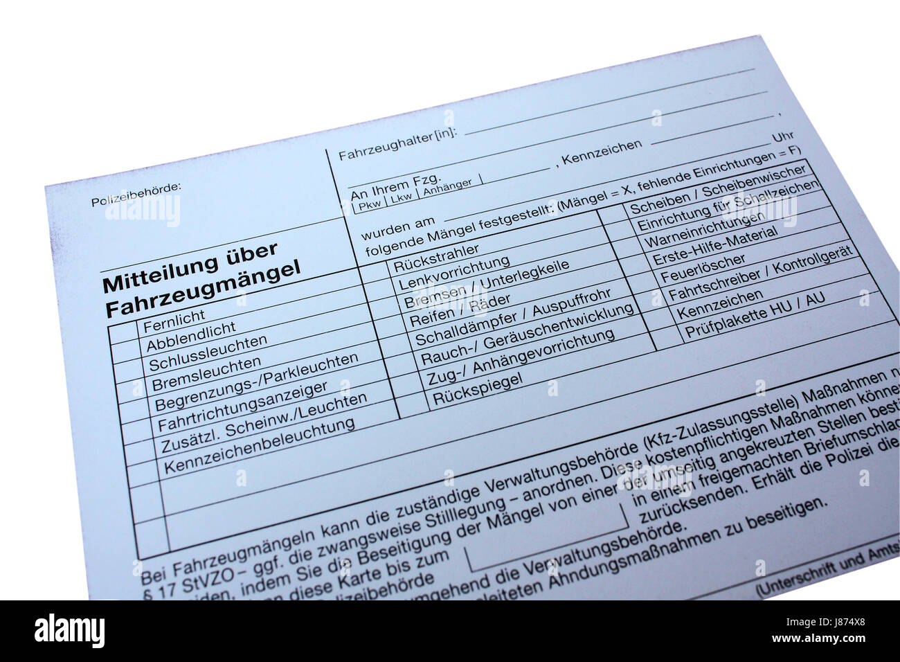 communication on vehicle defects Stock Photo - Alamy