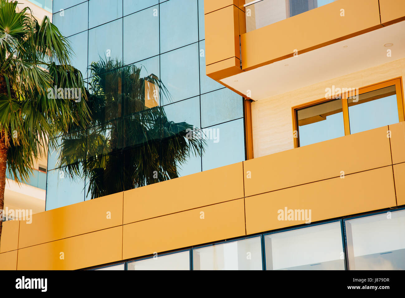 The facade of the office building. Mirror windows in the building Stock ...