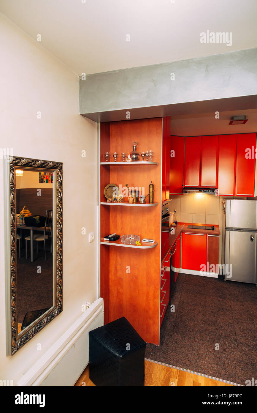 The mirror in the apartment. Design interior of the apartment Stock ...