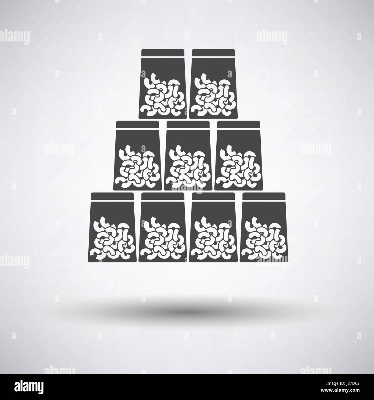 Macaroni in packages icon on gray background, round shadow. Vector ...