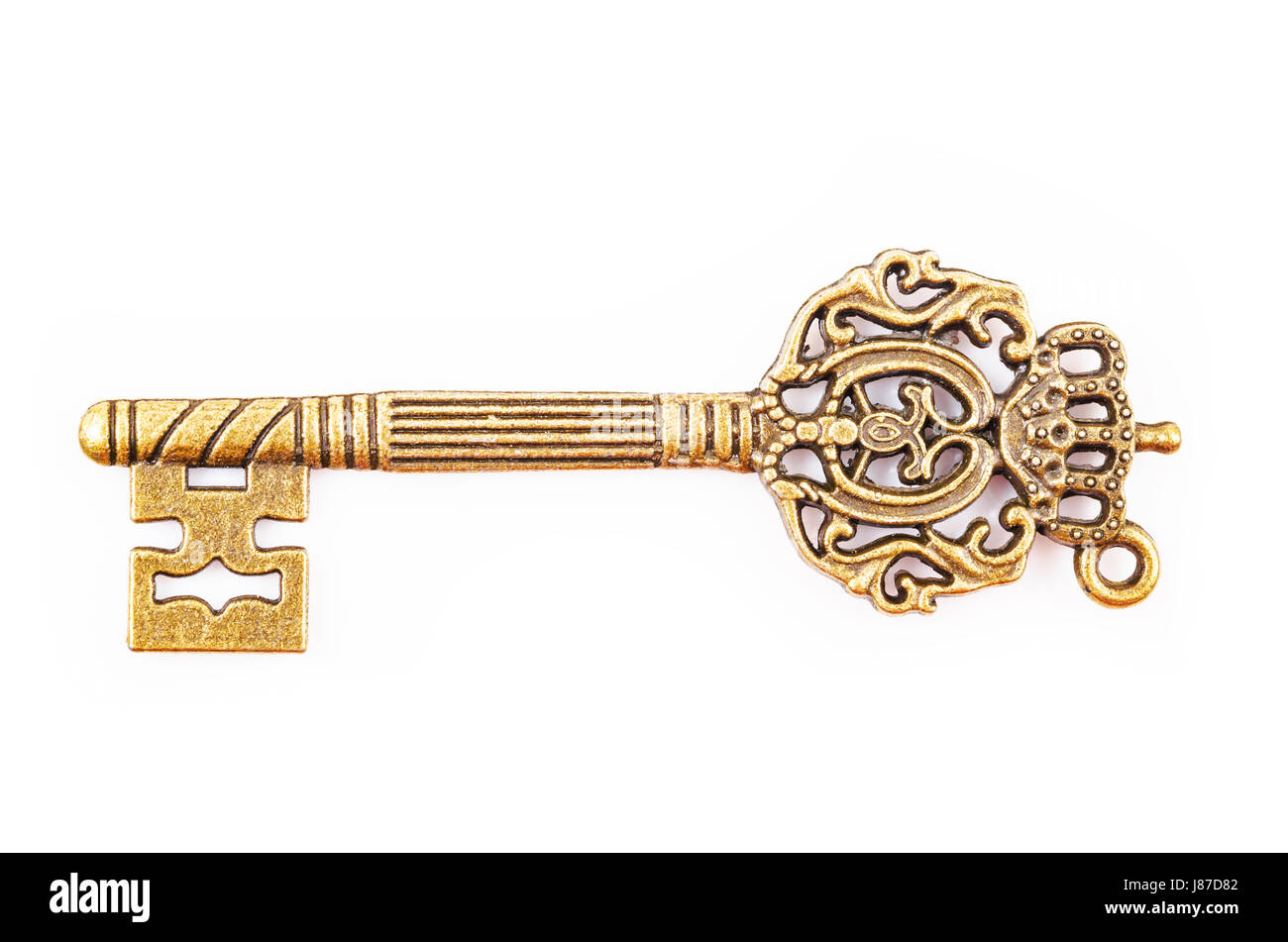 Old vintage key isolated on white background Stock Photo - Alamy