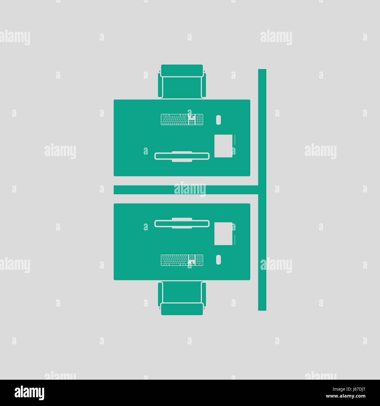 Office table top view icon. Gray background with green. Vector ...