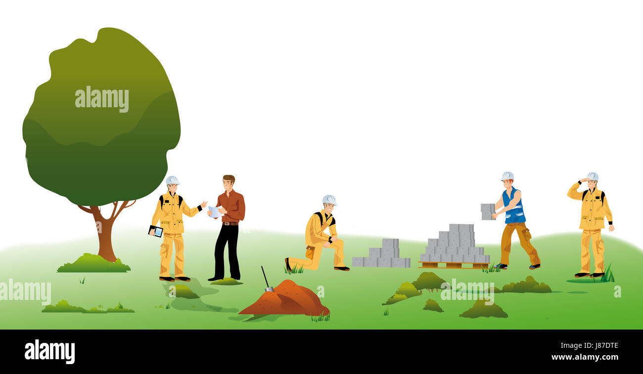 illustration, work, factory, masonry, globe, planet, earth, world ...