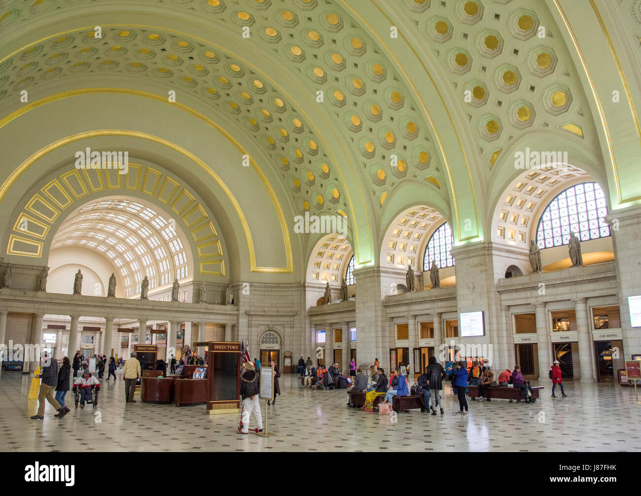 Newly restored vaulted ceiling and highly polished floors of the ...