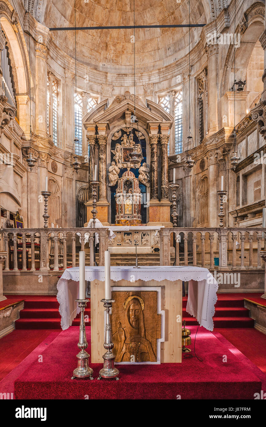 Croatia Dalmatia Sibenik The Cathedral of St. James altar Stock Photo ...