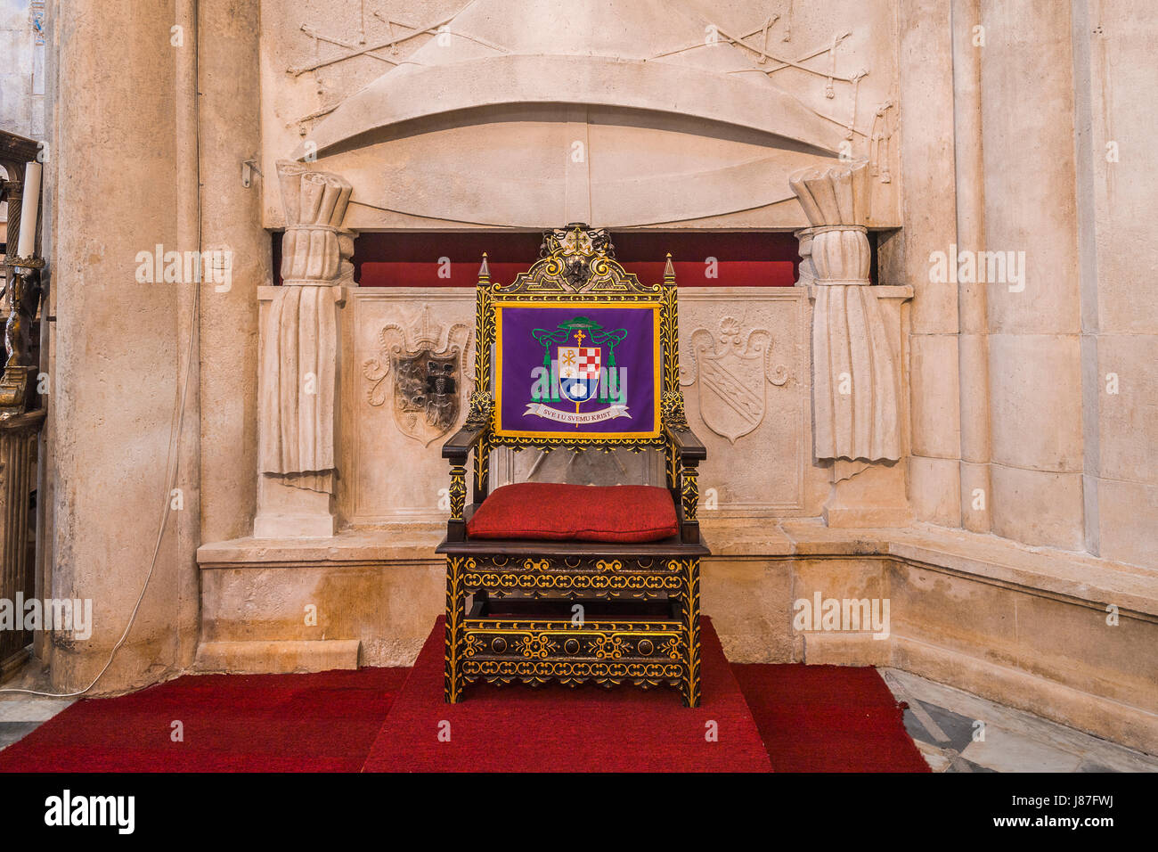 Croatia Dalmatia Sibenik The Cathedral of St. James -bishop's throne ...
