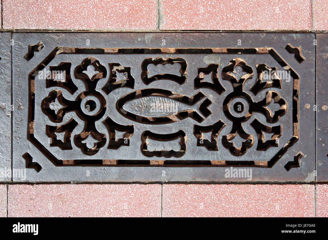 fish, iron, pavement, decorated, drain, sewer, grate, street, road ...