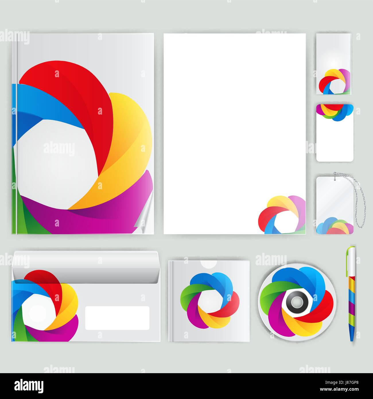 Corporate identity template with color elements. Vector company ...