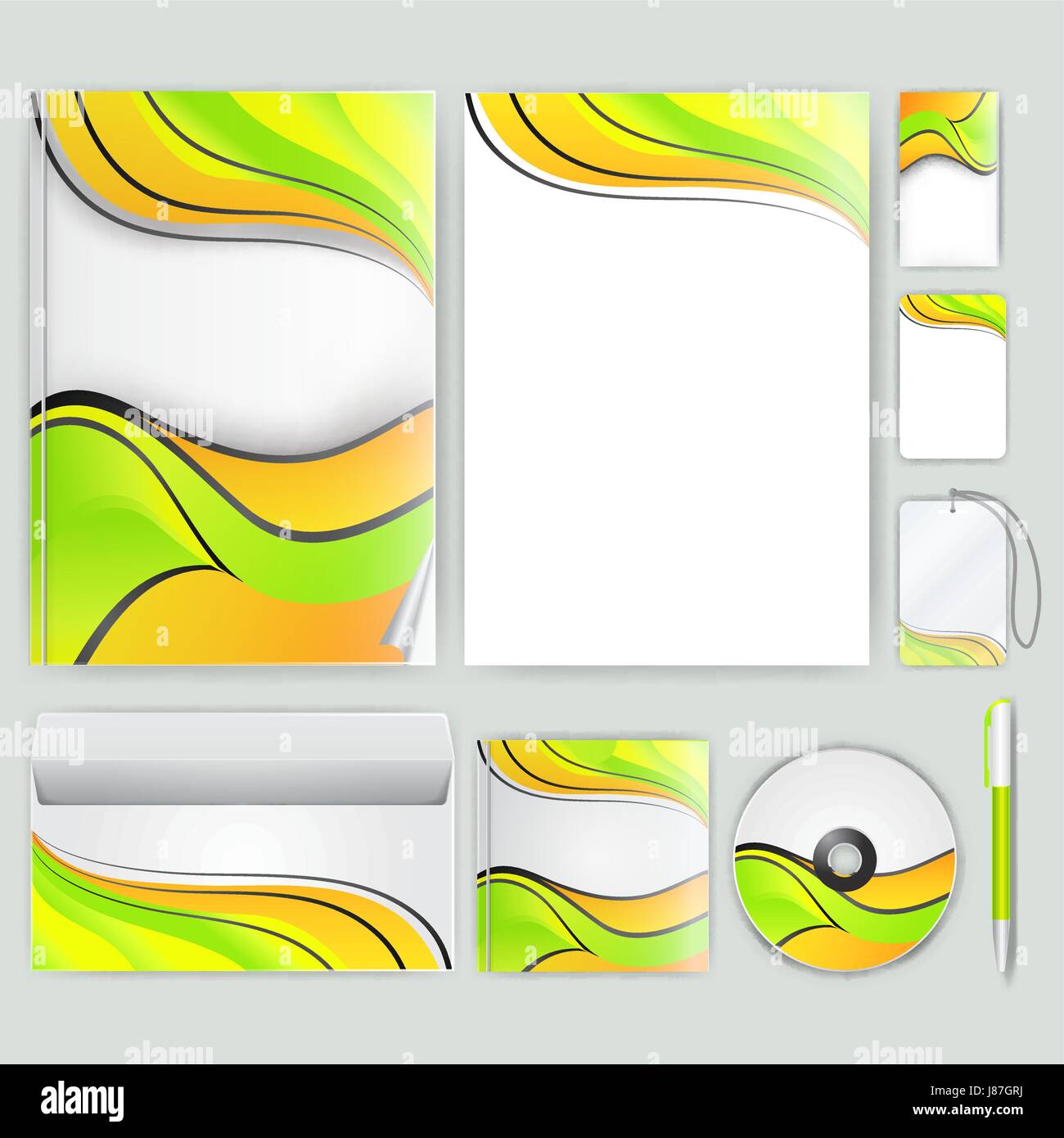 Corporate identity template with color elements. Vector company ...