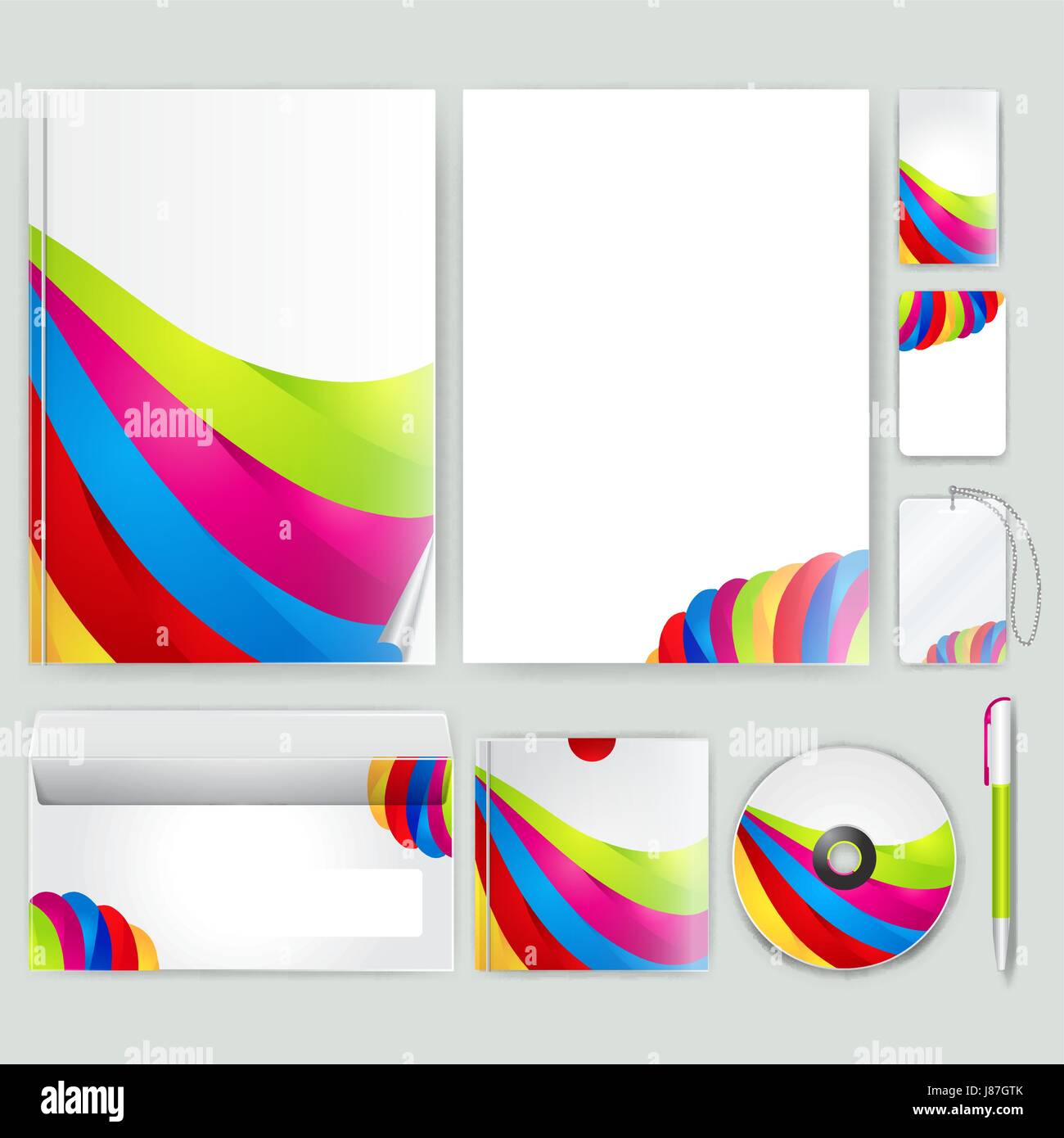 Corporate identity template with color elements. Vector company ...