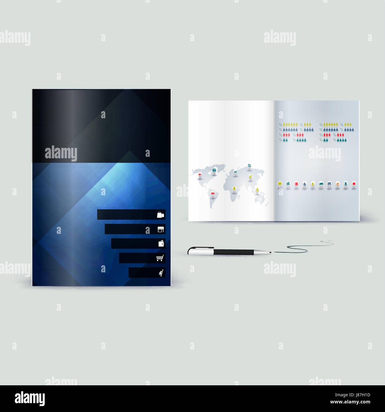 Corporate booklet promotion template with color elements. Vector ...