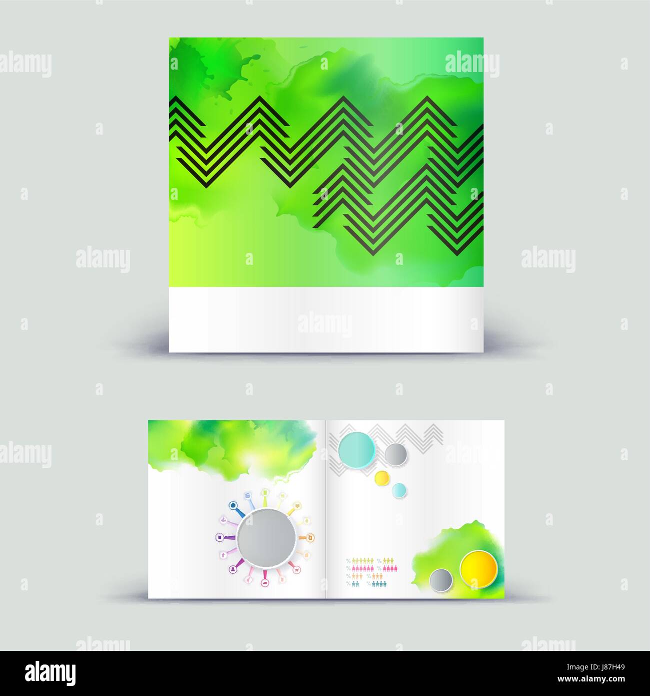 Corporate booklet promotion template with color elements. Vector ...