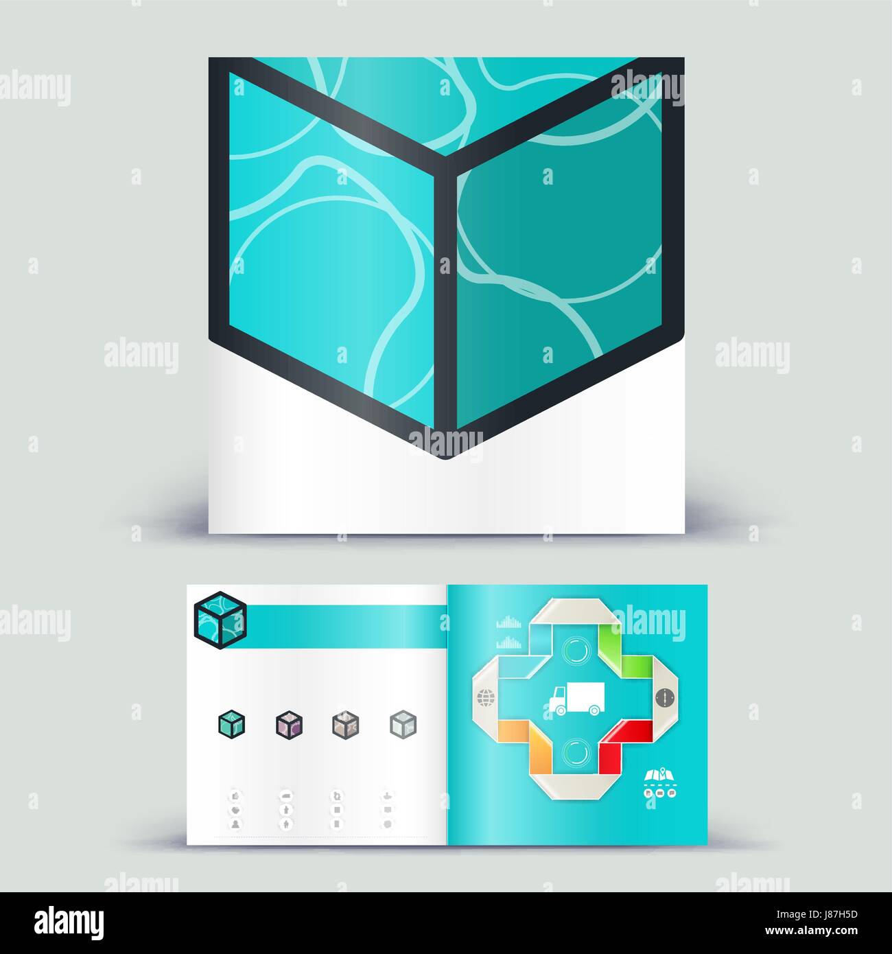 Corporate booklet promotion template with color elements. Vector ...
