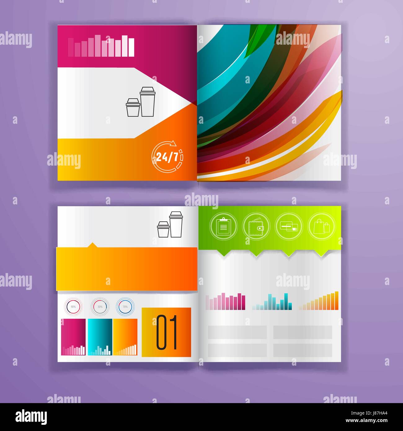 Corporate booklet promotion template with color elements. Vector ...
