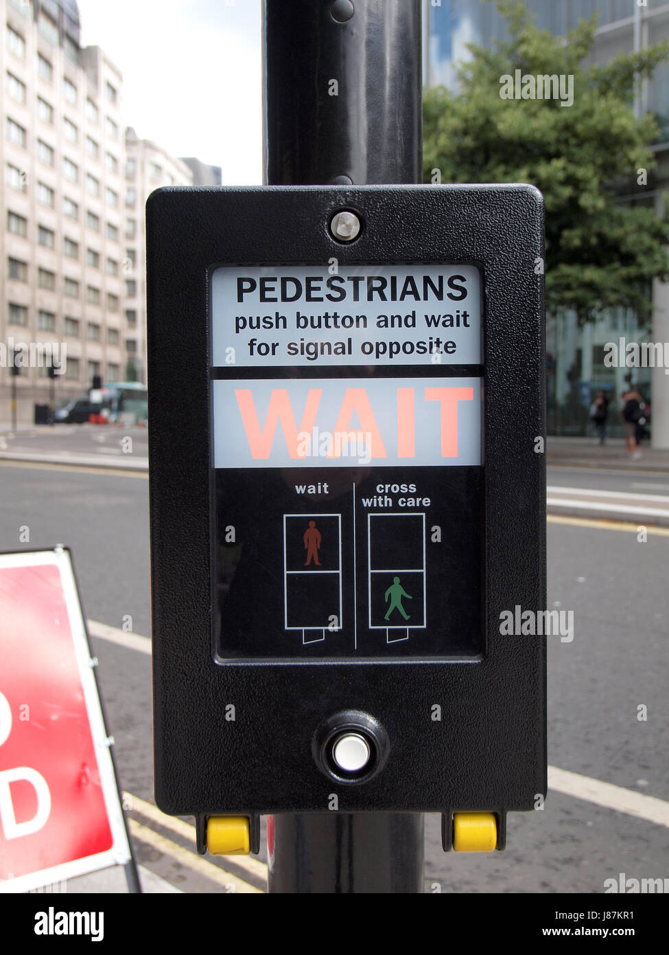 sign, signal, wait, waiting, button, pedestrian, across, opposite ...
