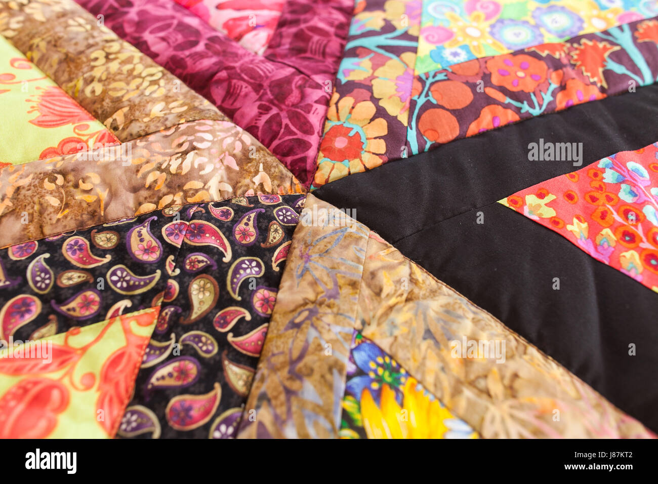 Patchwork quilt. Part of patchwork quilt as background. Handmade ...