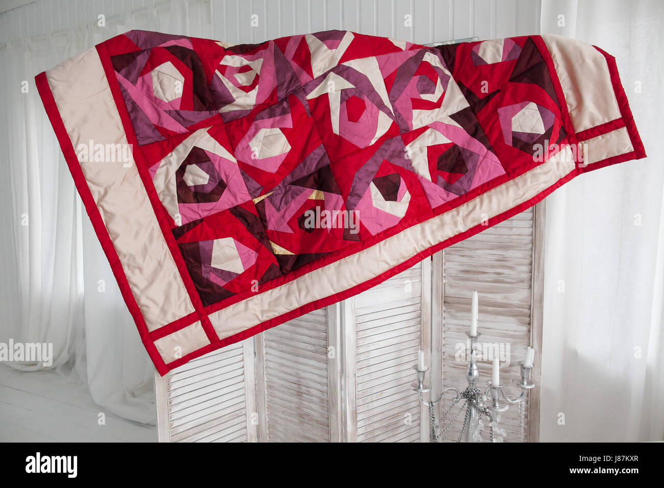Part of patchwork quilt as background. Handmade Stock Photo - Alamy