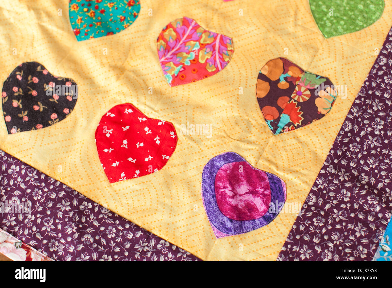 Part of patchwork quilt as background. Handmade Stock Photo - Alamy