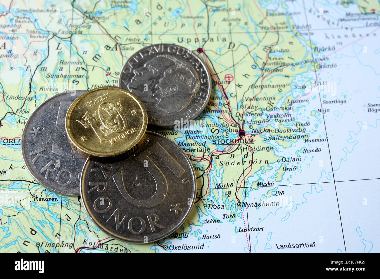 currency, coin, crown, swedish, money coin, atlas, map of the world ...