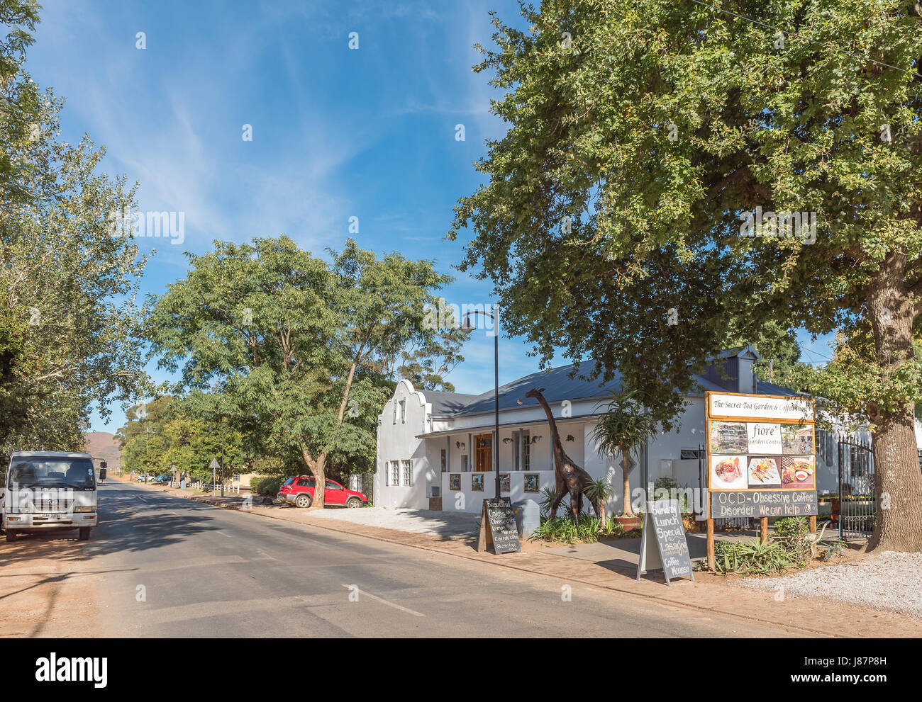 GREYTON, SOUTH AFRICA - MARCH 27, 2017: A street scene with a ...