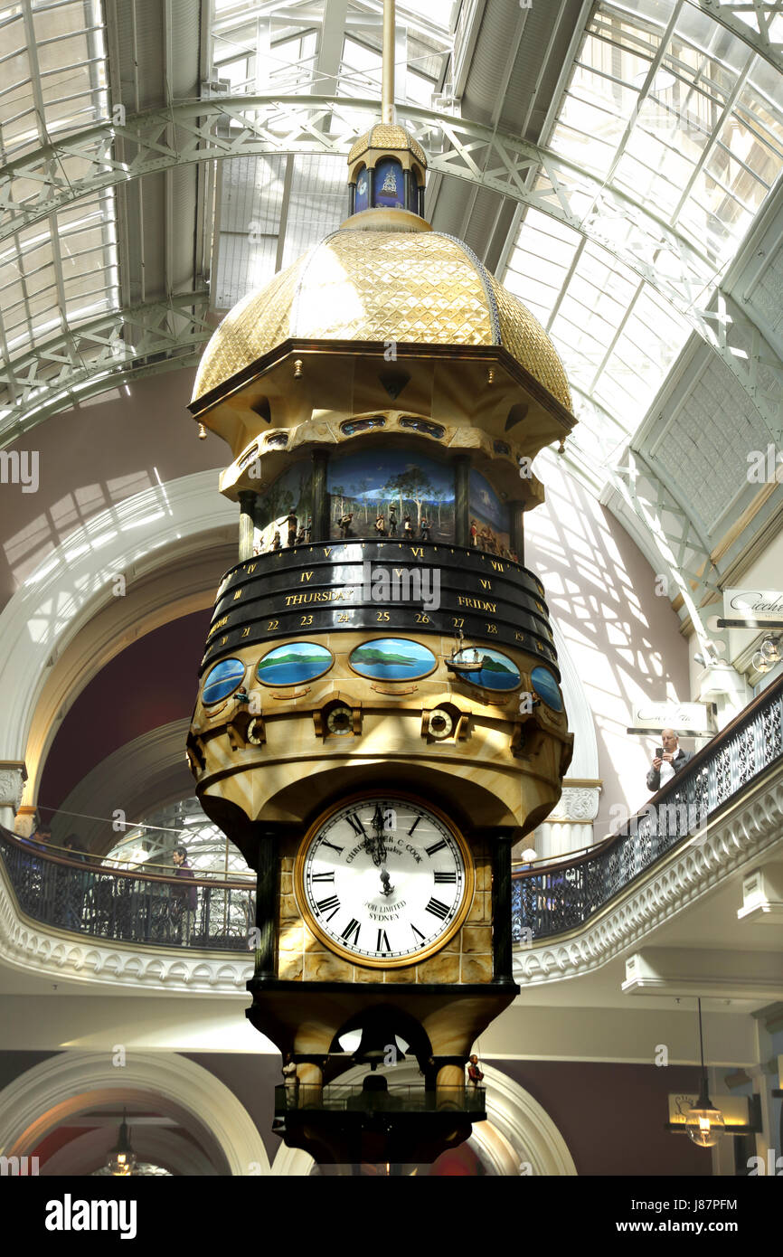 The 'Great Australian Clock' which is in the Queen Victoria Building in ...
