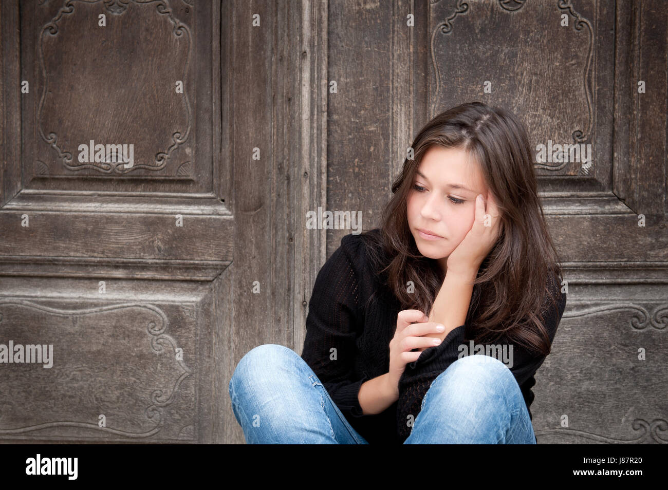 portrait of a pensive,sad girl Stock Photo - Alamy