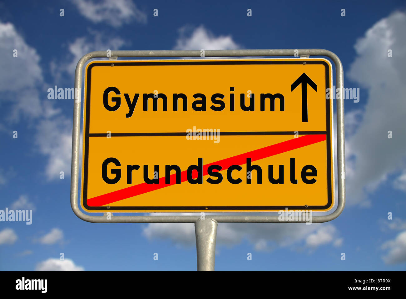 sign, signal, german, place-name sign, grammar school, high school ...
