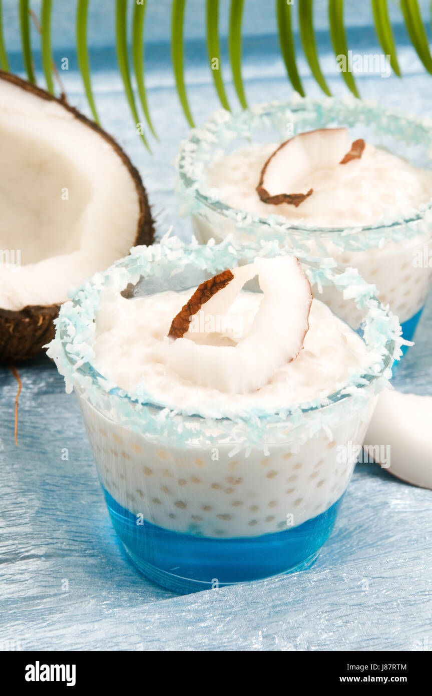 fruit, pearls, jelly, pudding, dessert, coconut, blue, food, aliment ...