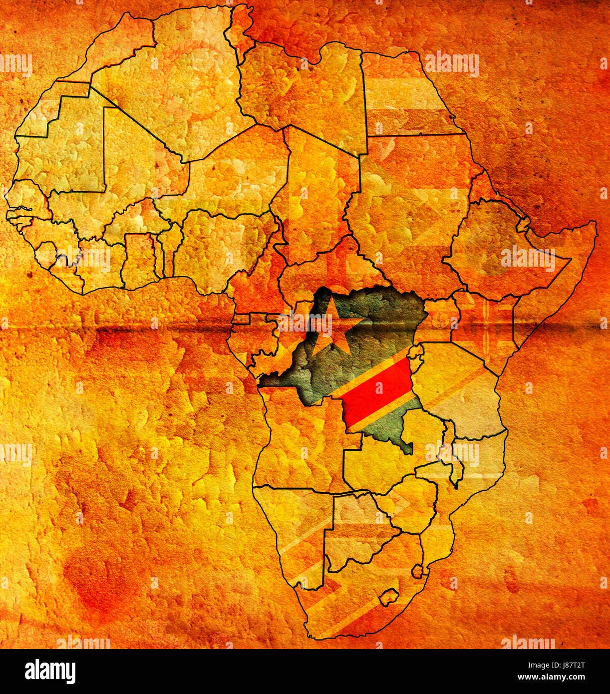 africa, new, lines, flag, rust, country, old, famine, map, distorted ...