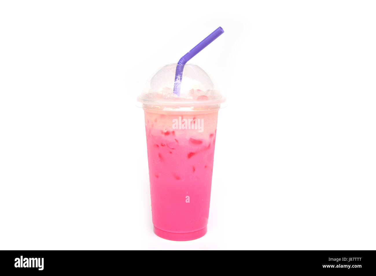 pink milk sweet drink isolated on white background Stock Photo - Alamy