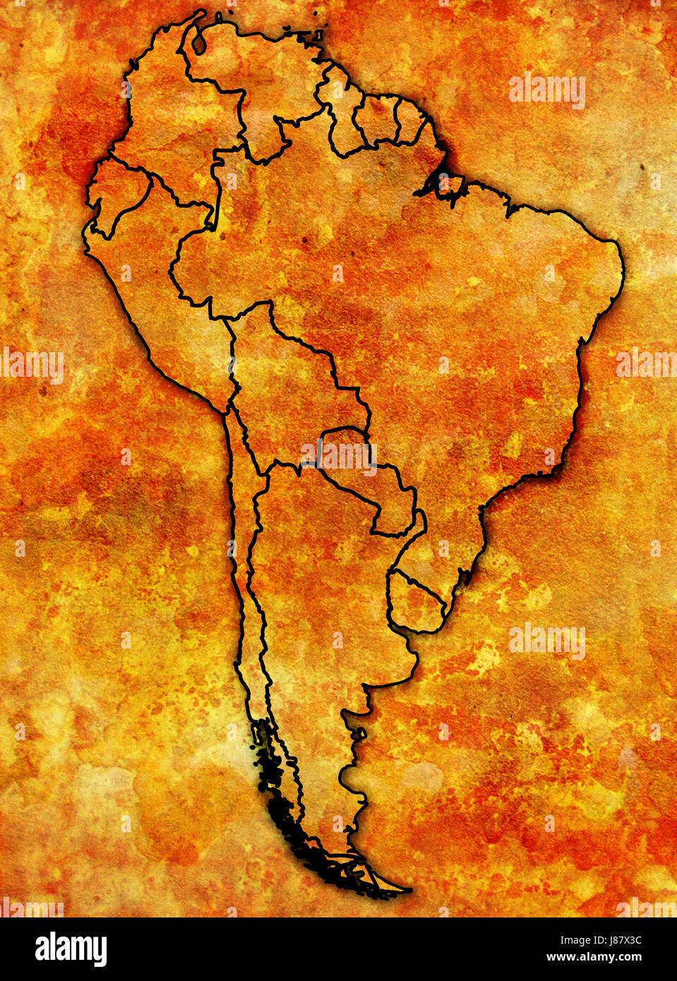 political, colour, wall, america, flag, south, rust, paint, outline ...