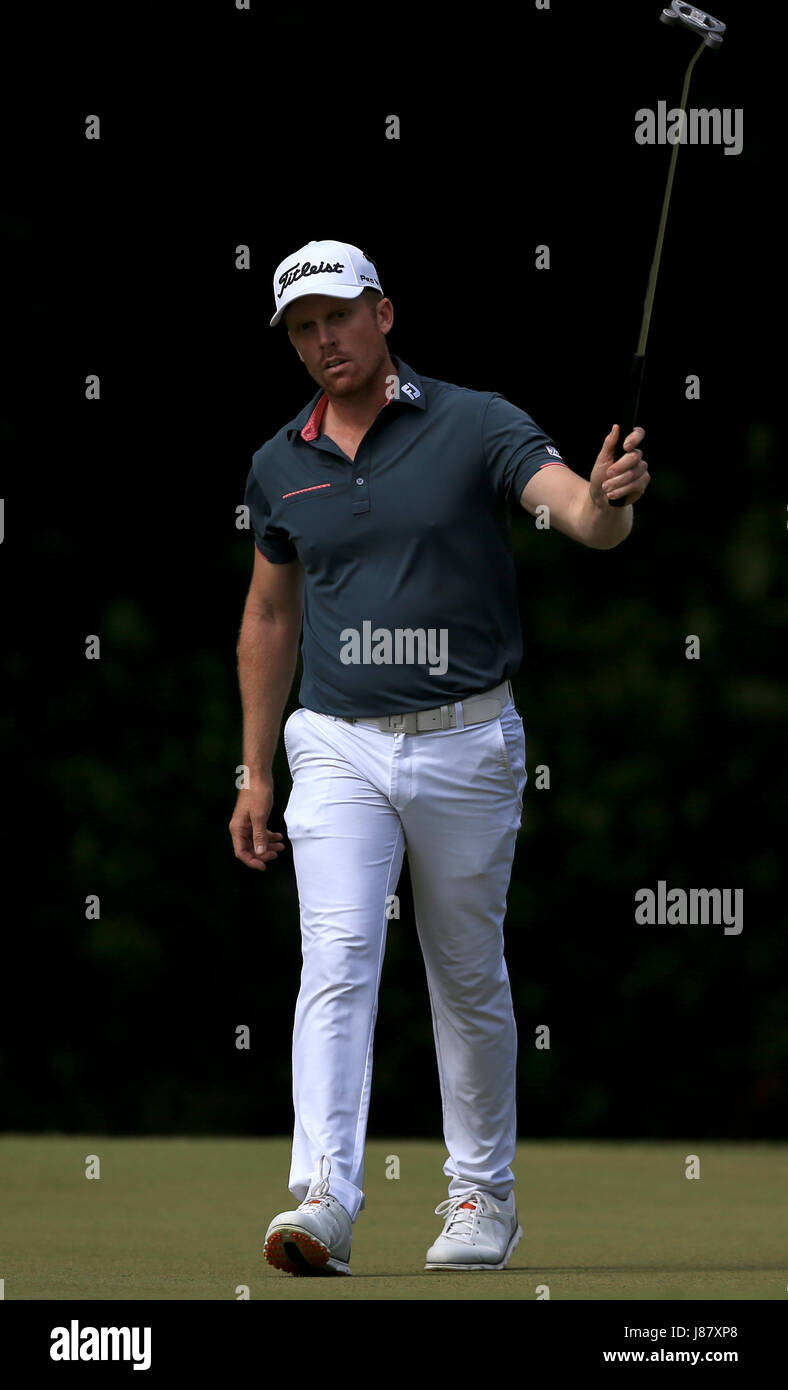 Australia's Andrew Dodt celebrates holing a putt during day three of ...