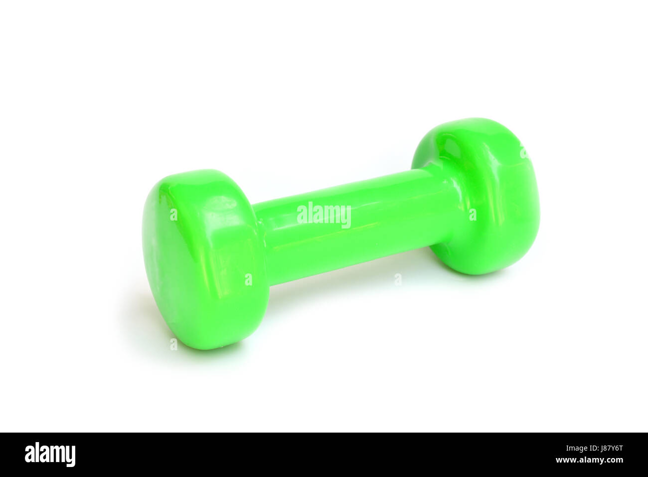 Green dumbbells Isolated on white background Stock Photo - Alamy