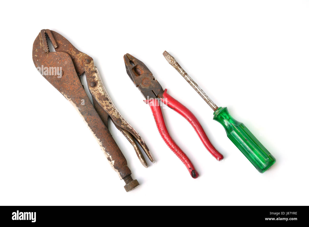 old and rusty tools isolated on white background Stock Photo - Alamy