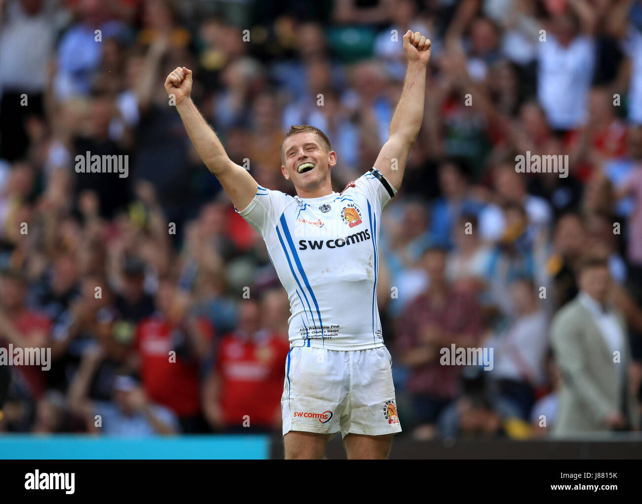 Exeter Chief's Gareth Steenson celebrates after winning the Aviva ...