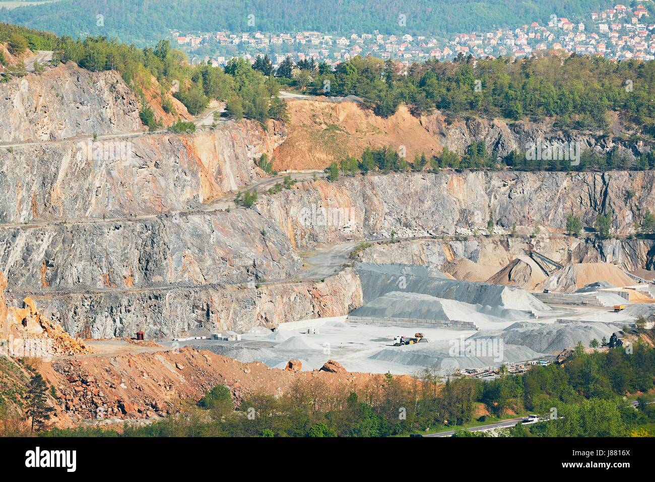 Surface mine in landscape. Stone mining in Czech Republic Stock Photo ...