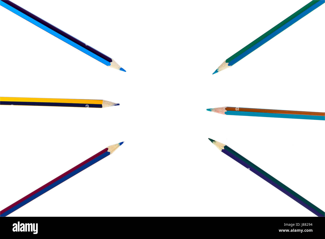 The Line of multicolored pencils isolated on white background Stock ...