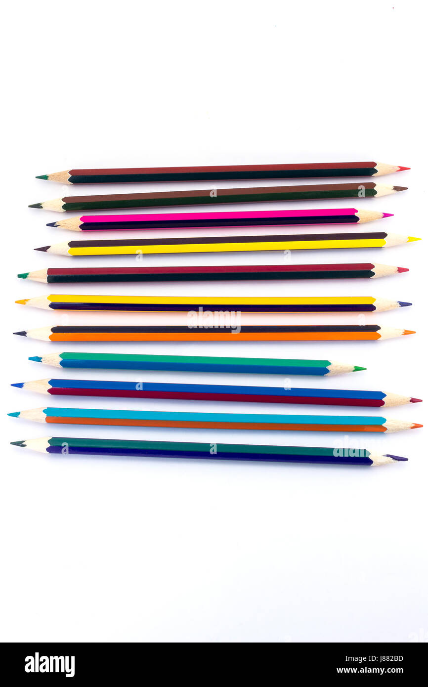 The Line of multicolored pencils isolated on white background Stock ...