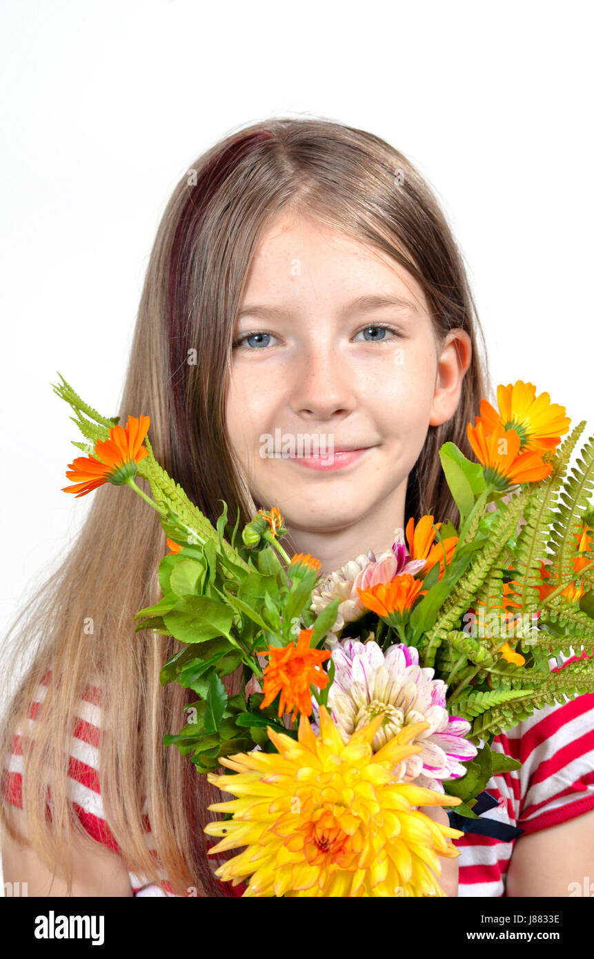 girls colorful flowers Stock Photo - Alamy