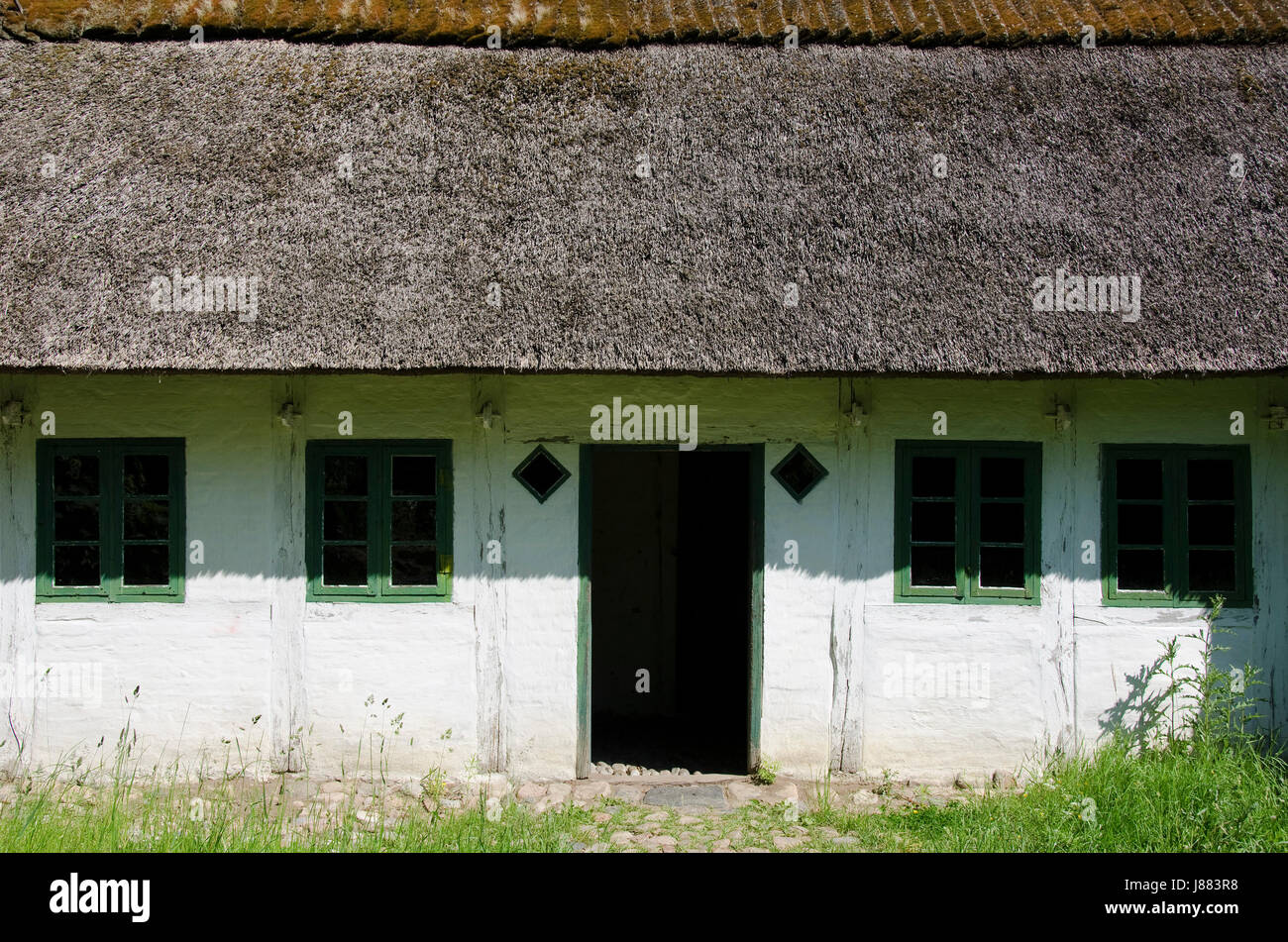 house, building, denmark, traditional, medieval, old, thatched, house ...