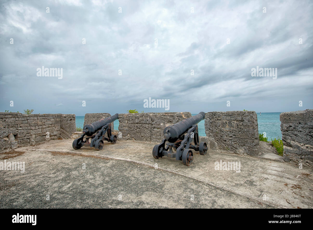 Cannons at Gates Fort at the entrance to St Georges Harbour, Bermuda ...