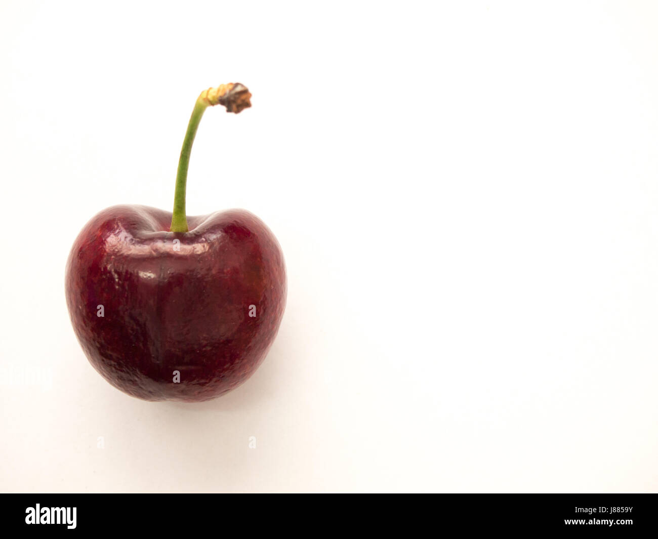 One cherry on white background Stock Photo - Alamy