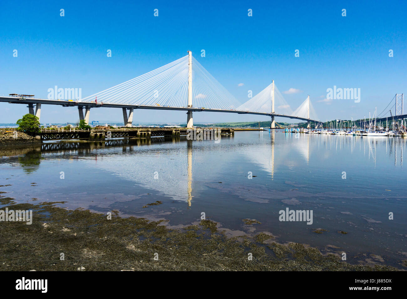 Nearly completed new road bridge named Queensferry Crossing between ...