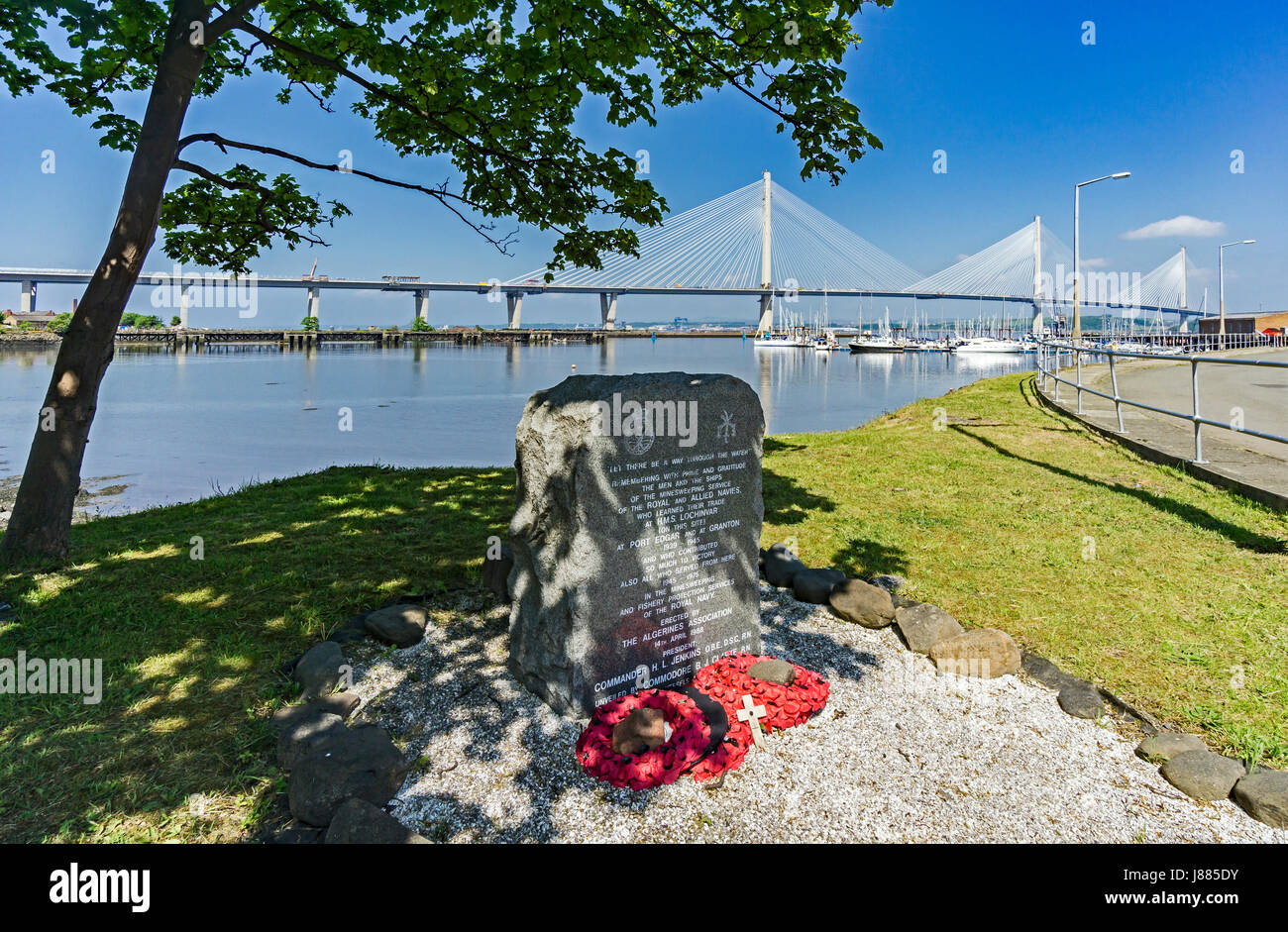 Nearly completed new road bridge named Queensferry Crossing between ...