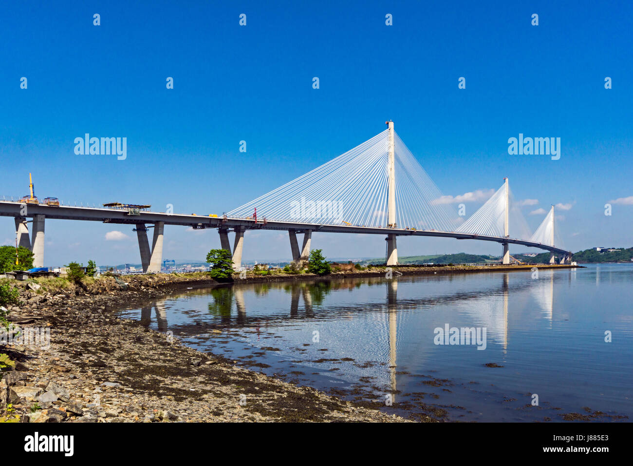 Nearly completed new road bridge named Queensferry Crossing between ...