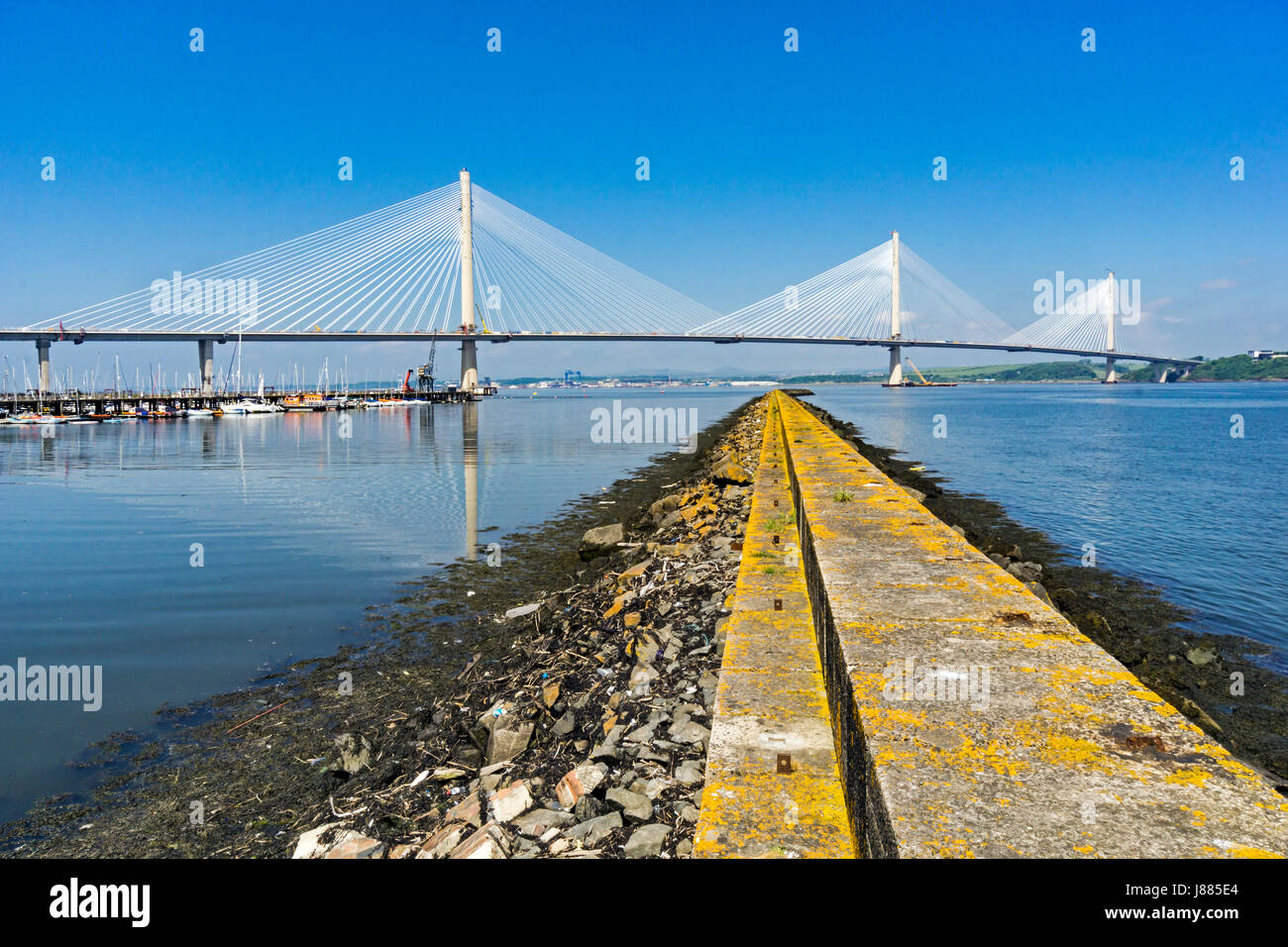 Nearly completed new road bridge named Queensferry Crossing between ...