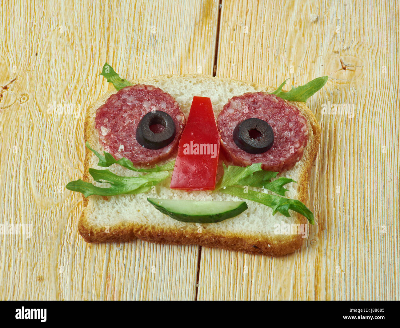 creative food concept - Funny sandwich for kids man made of Bread ...