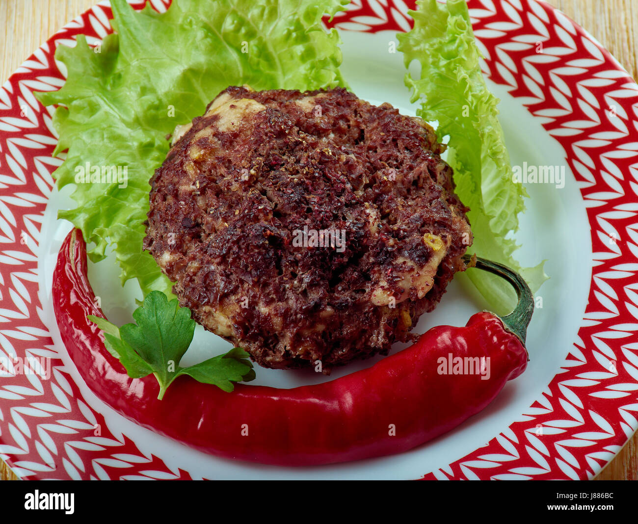 Kebbe Zahleweieh - meat and crushed wheat blend.Lebanese cuisine Stock ...