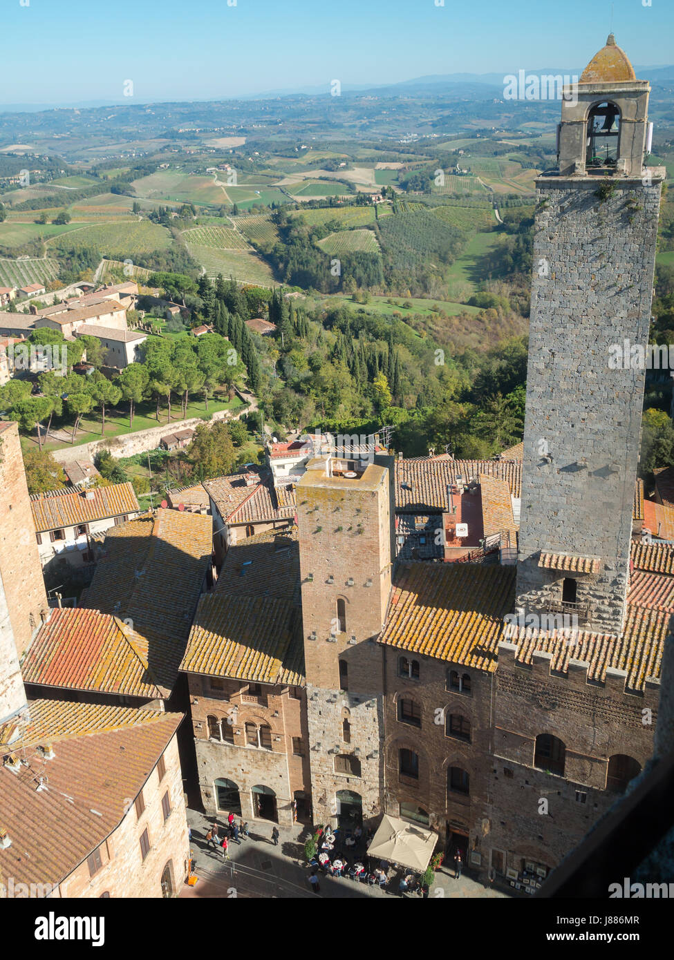 Torre Rognosa and Piazza del Duomo seen from the top of Torre Grossa ...