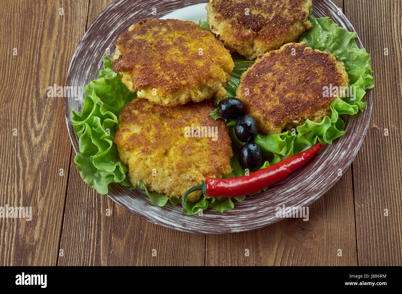 Fischfrikadellen - German fish balls, close up Stock Photo - Alamy